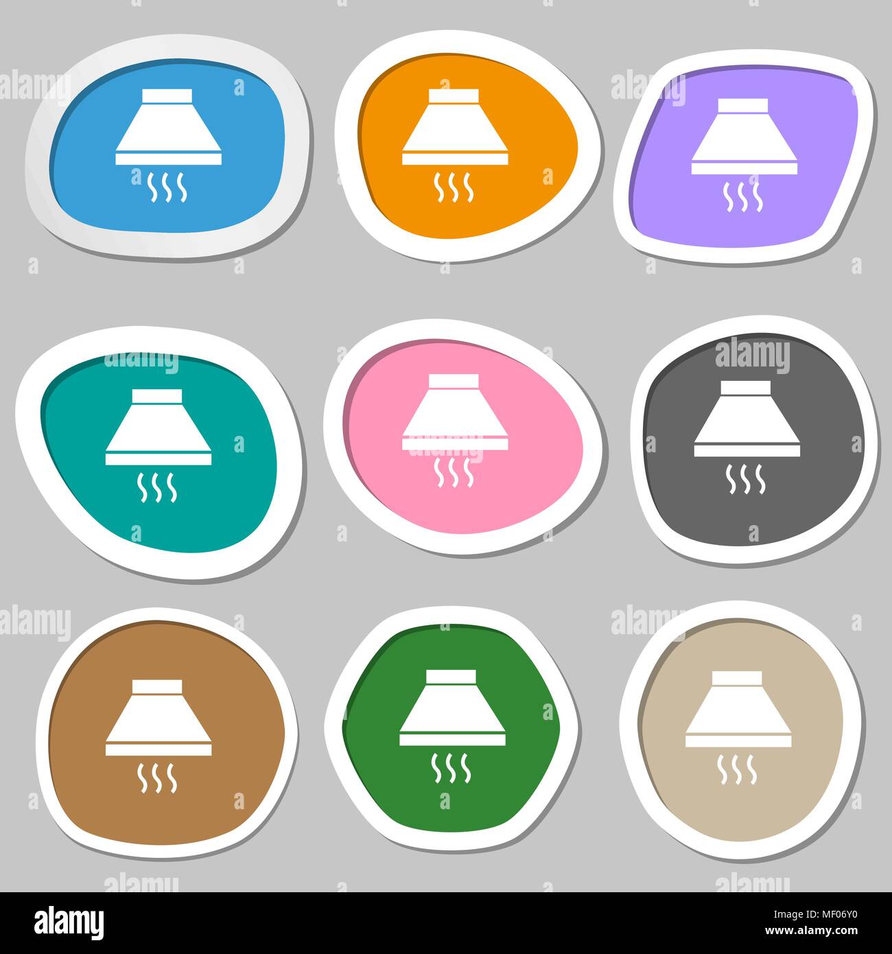 Kitchen hood icon sign. Multicolored paper stickers. Vector ...