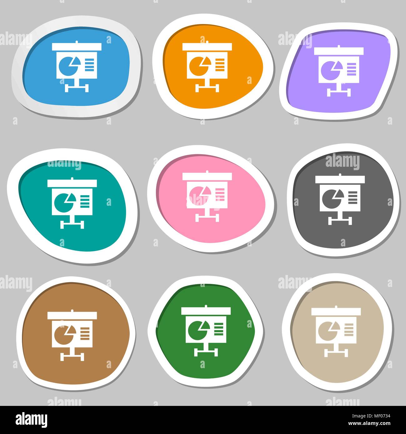 Graph icon sign. Multicolored paper stickers. Vector illustration Stock ...