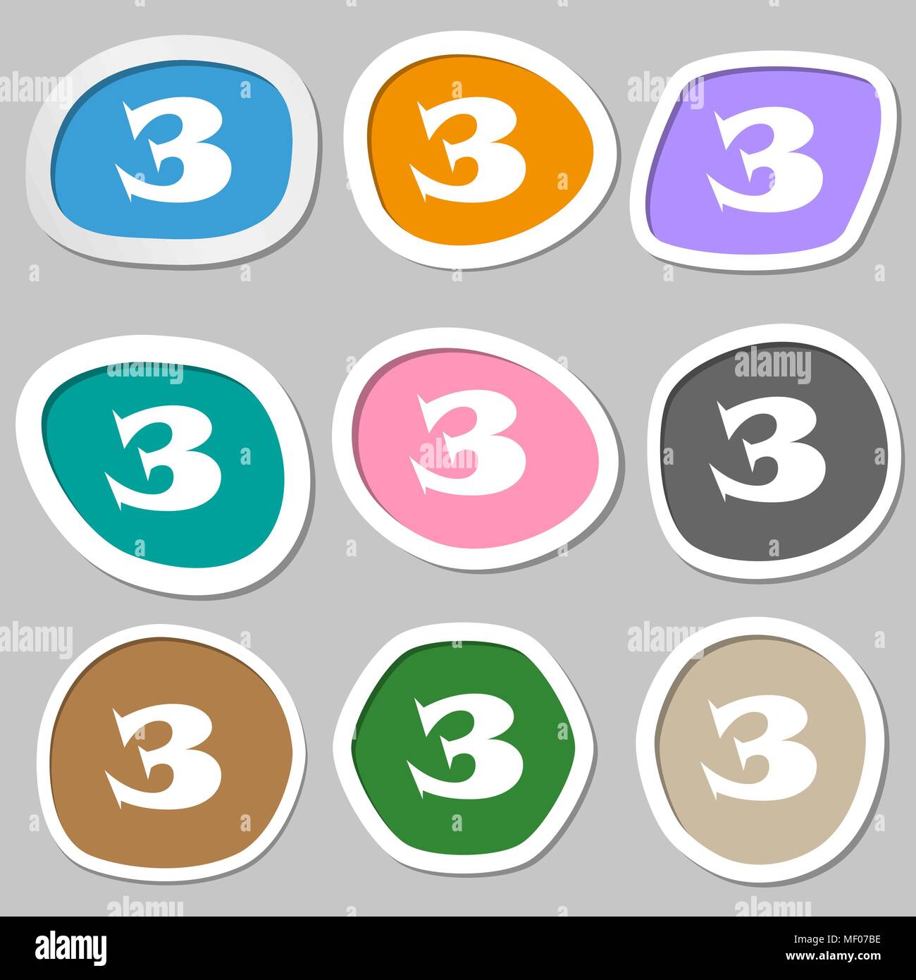 Third place award sign. Winner symbol. Step three. Multicolored paper ...