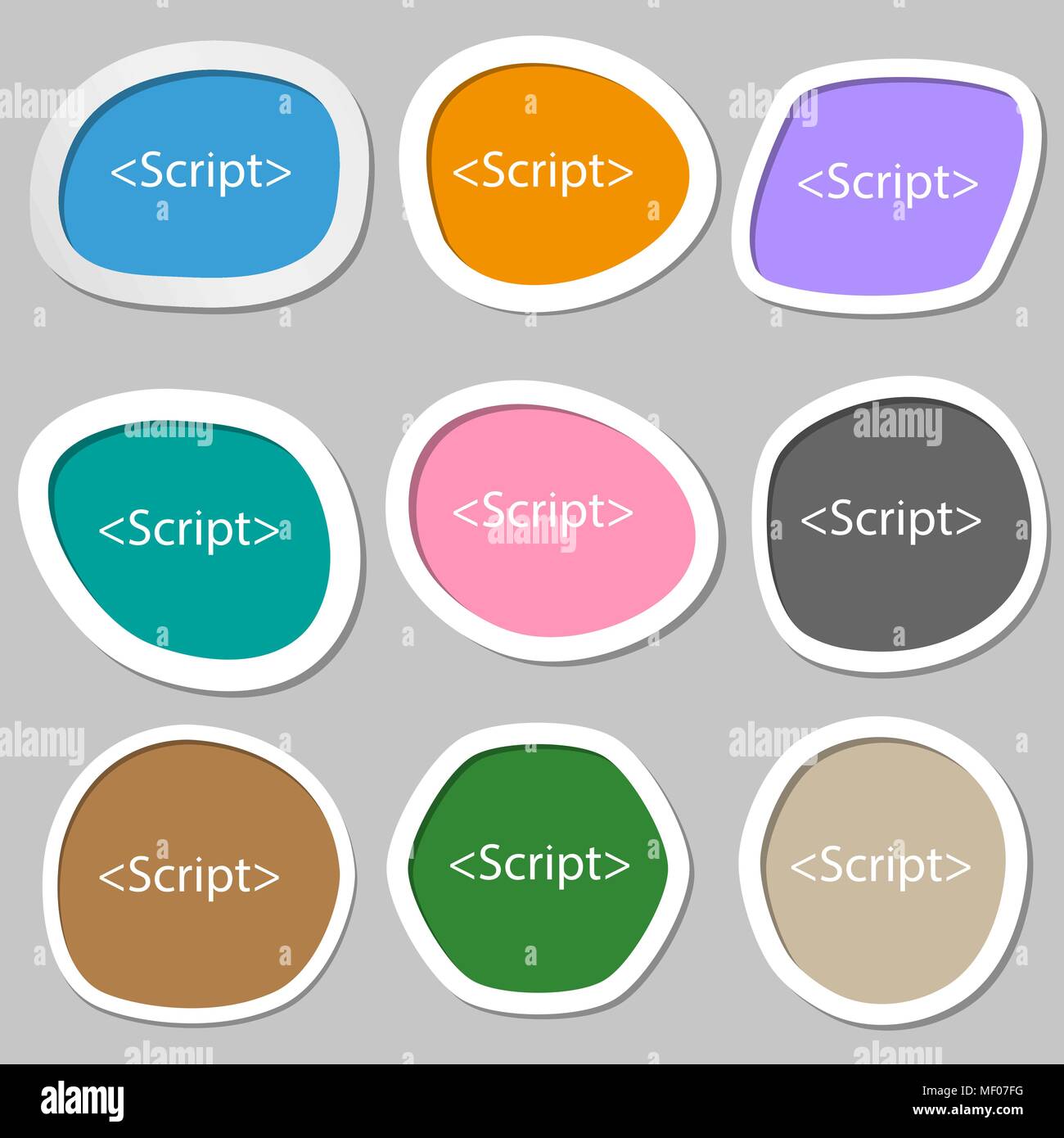 Script Sign Icon Javascript Code Symbol Multicolored Paper Stickers