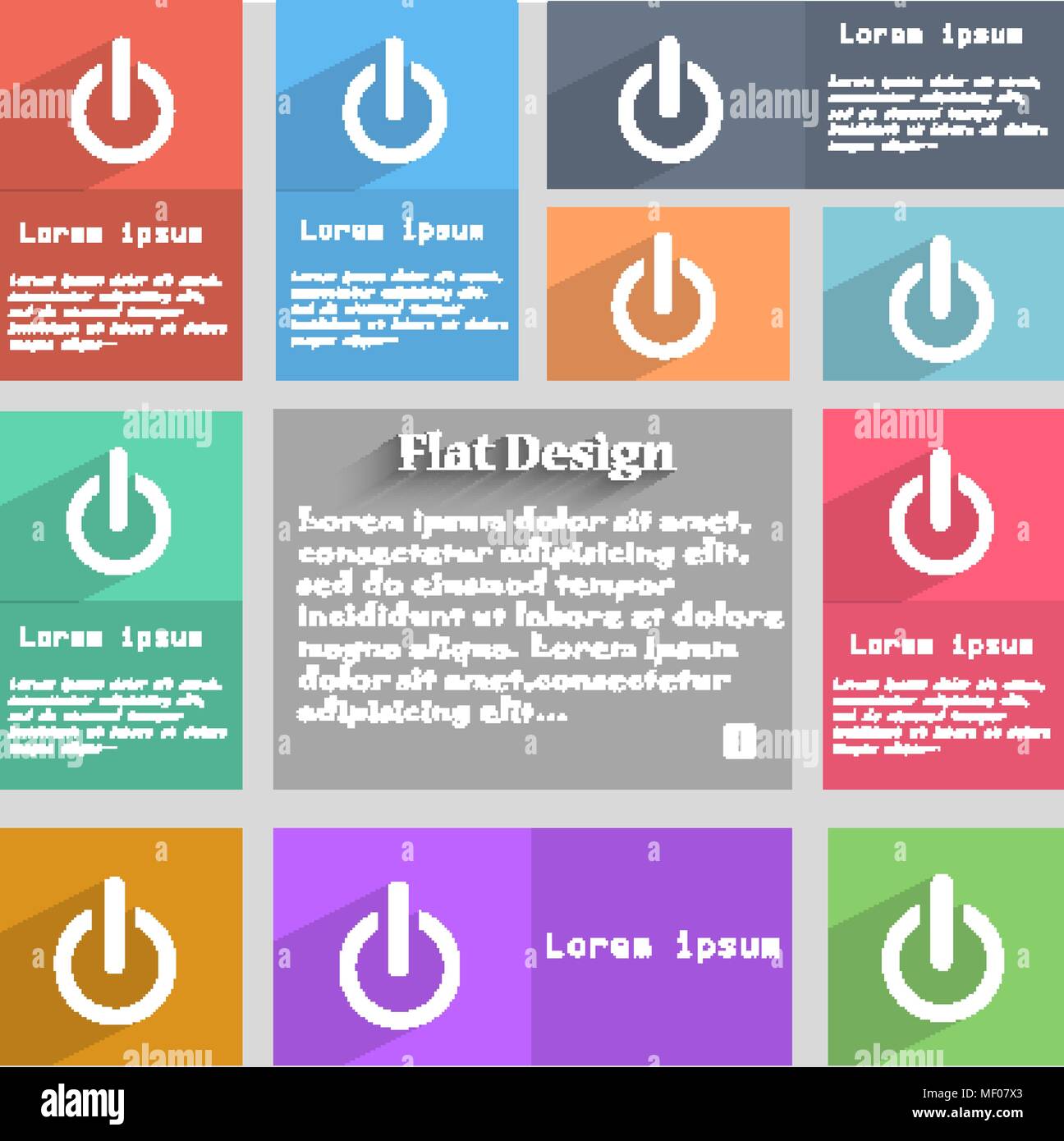 Power sign icon. Switch on symbol. Turn on energy. Set of colourful ...