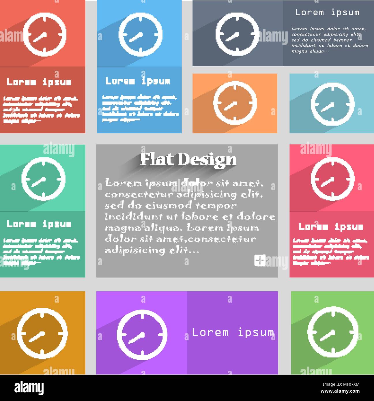 Timer sign icon. Stopwatch symbol. Set of colourful buttons. Vector ...