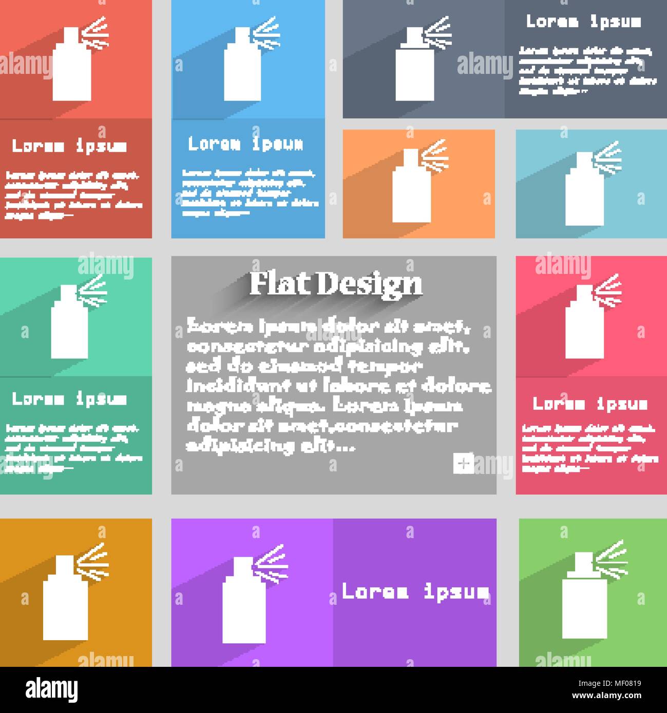 Graffiti spray can sign icon. Aerosol paint symbol. Set of colored ...