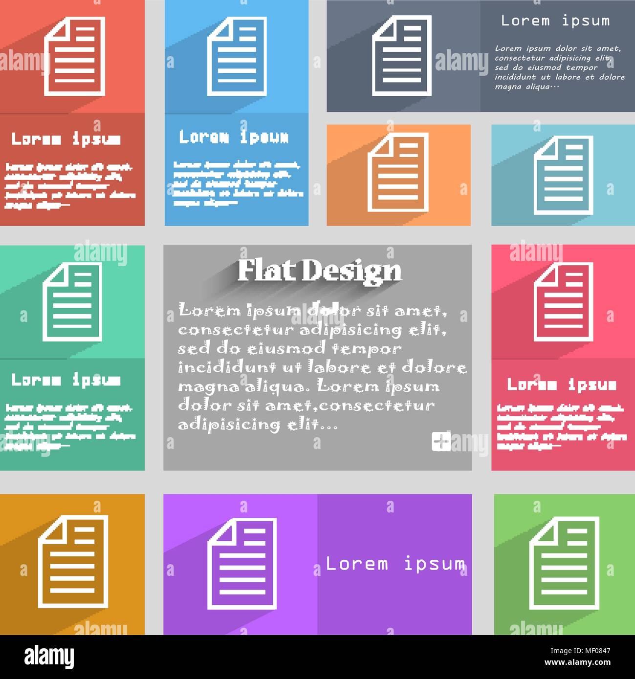 Text file sign icon. File document symbol. Set of coloured buttons ...
