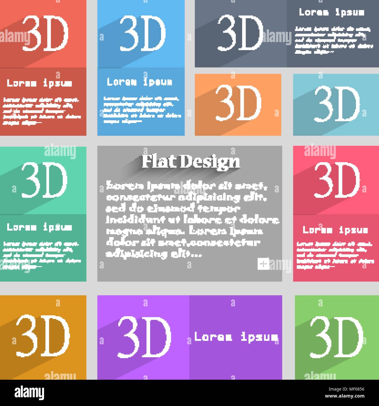 3D sign icon. 3D New technology symbol. Set of colour buttons. Vector ...