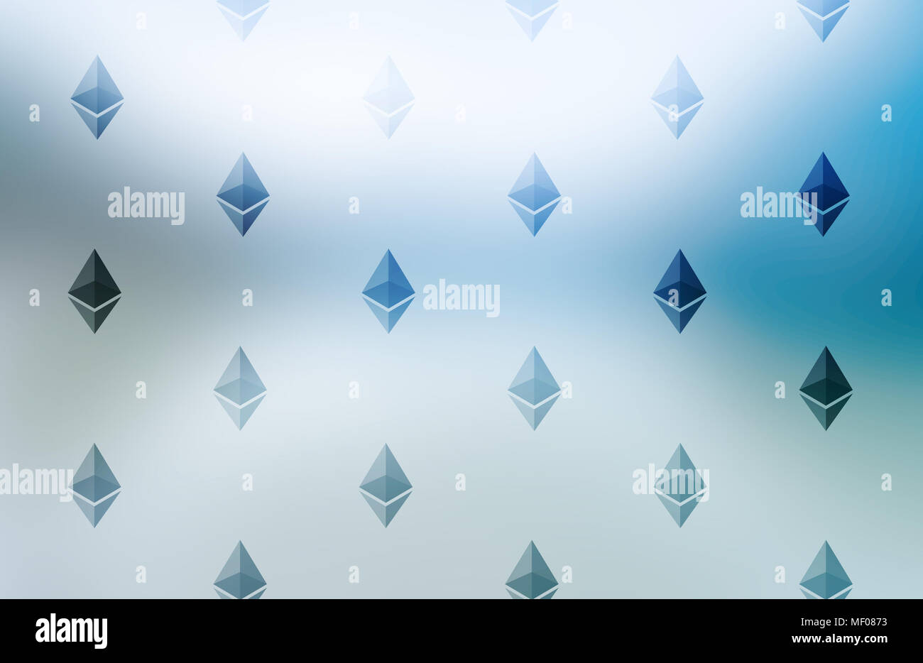 blue ethereum logo on blurred landscape background Stock Photo - Alamy