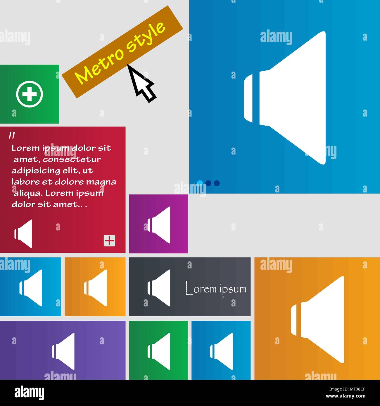 Speaker volume sign icon. Sound symbol. Set colourful buttons. Vector ...