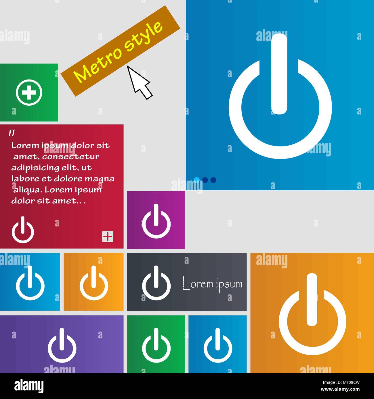 Power sign icon. Switch on symbol. Turn on energy. Set of colourful ...