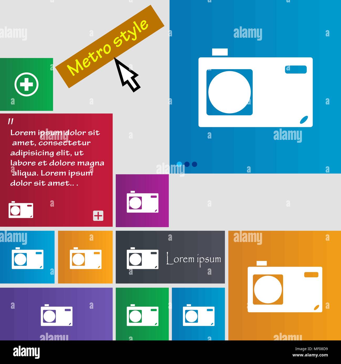 Photo camera sign icon. Digital symbol. Set colourful buttons. Vector ...