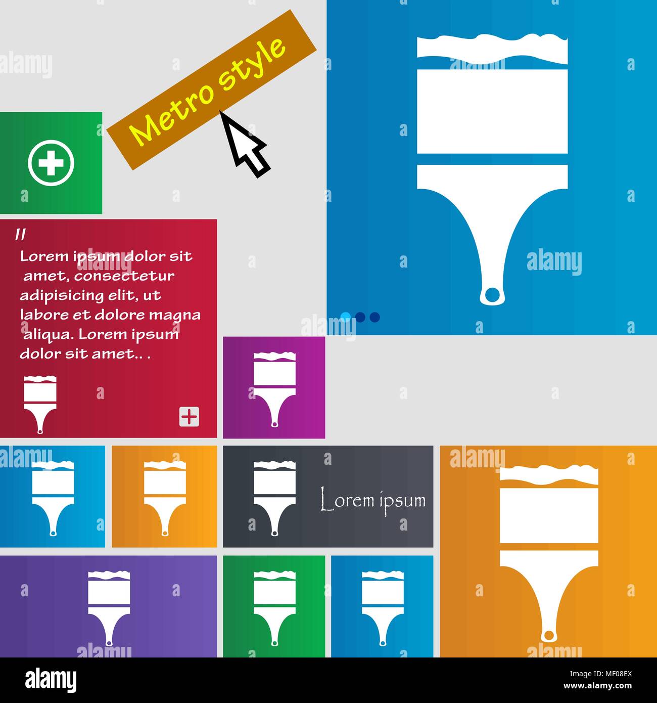 Paint brush sign icon. Artist symbol. Set of colored buttons. Vector ...