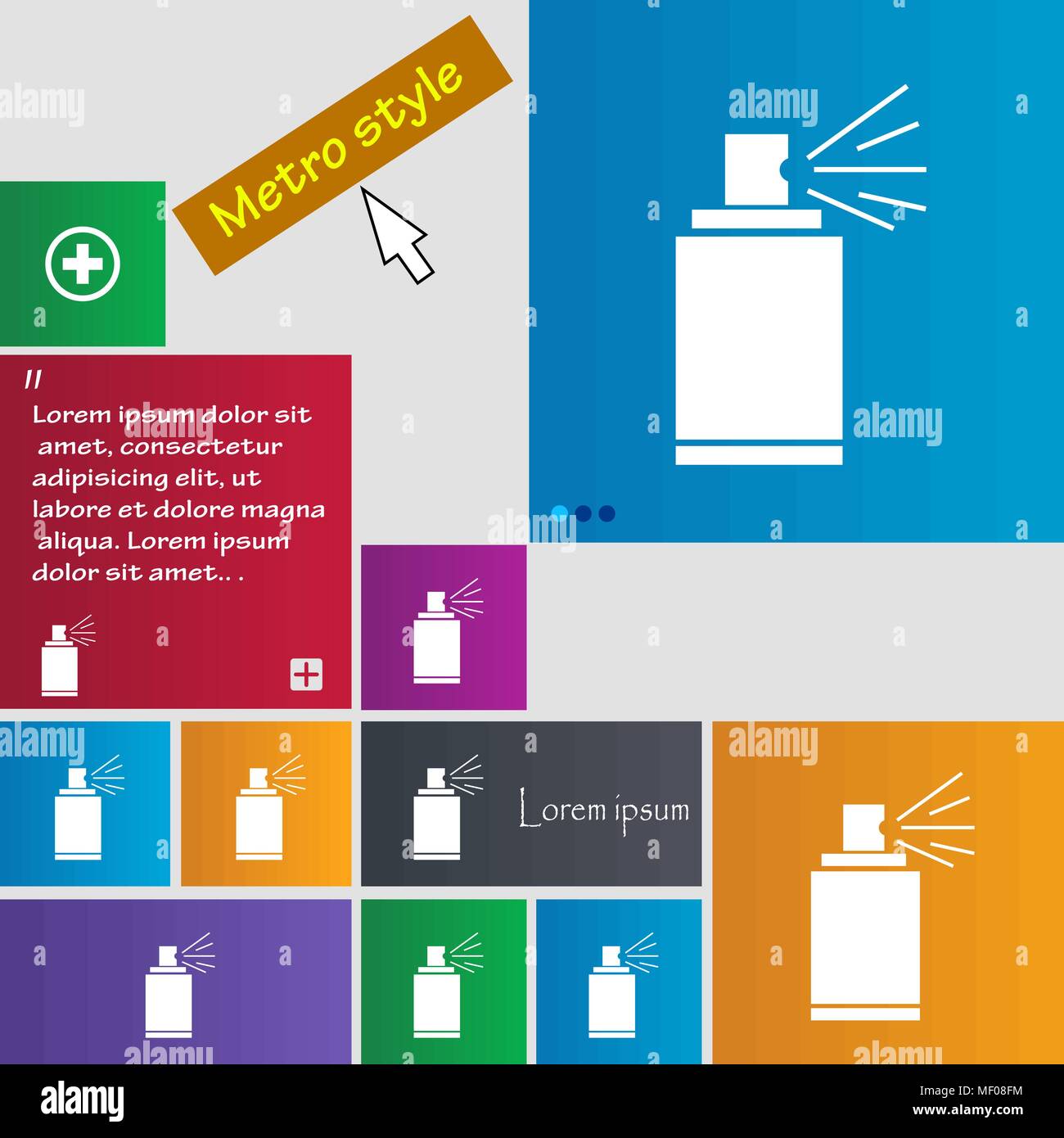 Graffiti spray can sign icon. Aerosol paint symbol. Set of colored ...