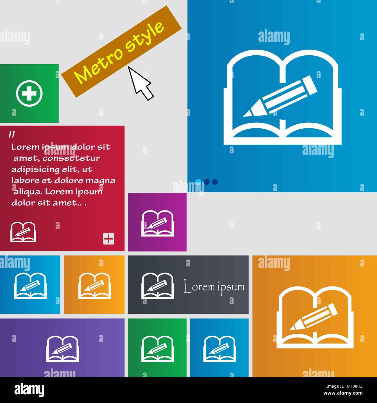 Book sign icon. Open book symbol. Set of colored buttons. Vector ...