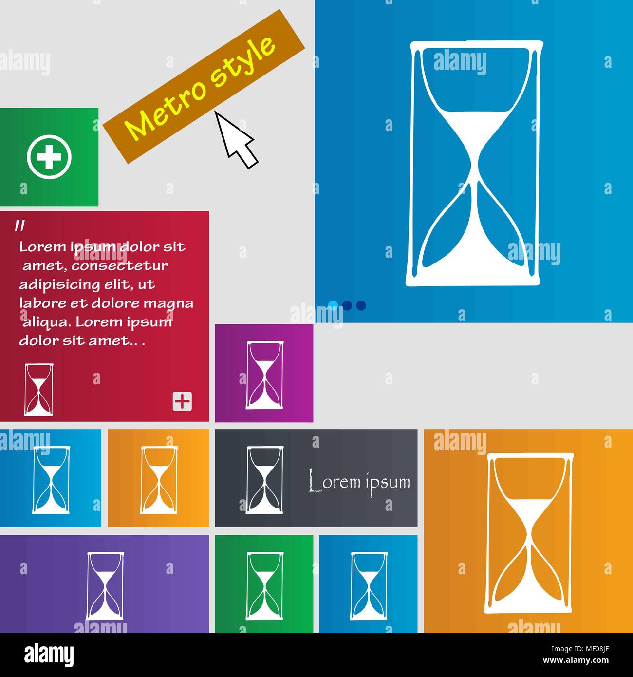 Hourglass sign icon. Sand timer symbol. Set of colour buttons. Vector ...