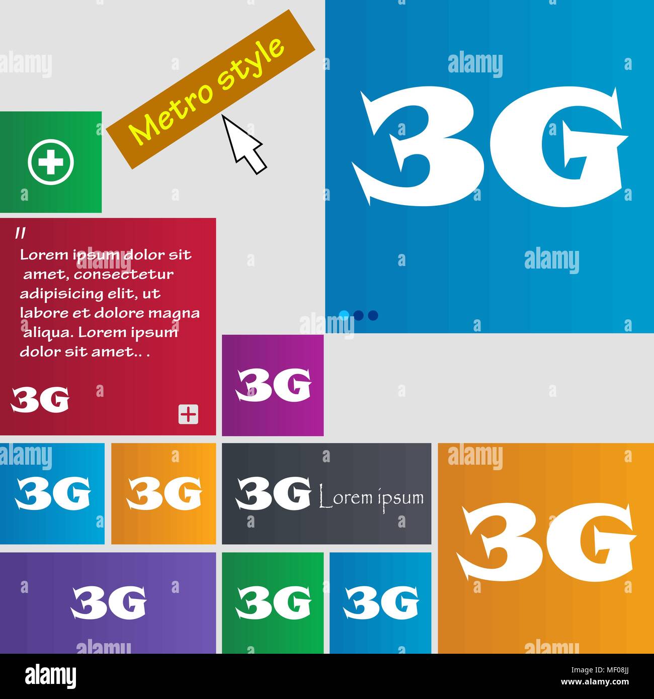 3G sign icon. Mobile telecommunications technology symbol. Set of ...