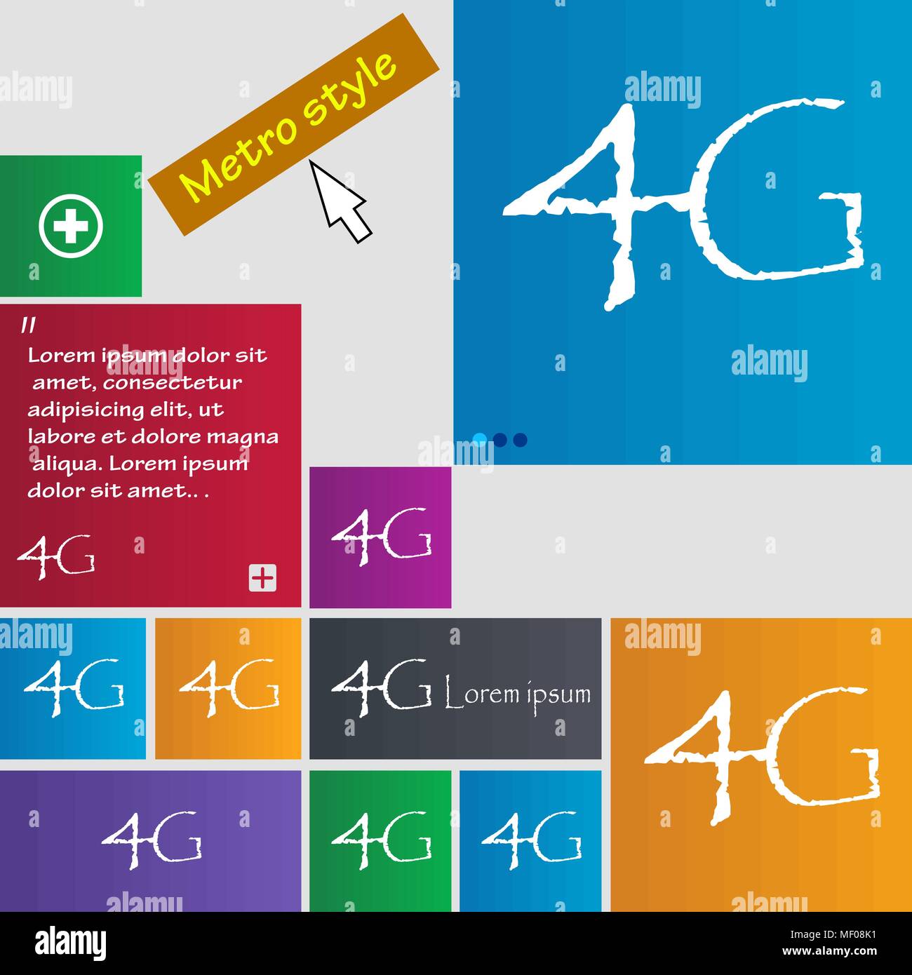 4G sign icon. Mobile telecommunications technology symbol. Set of ...