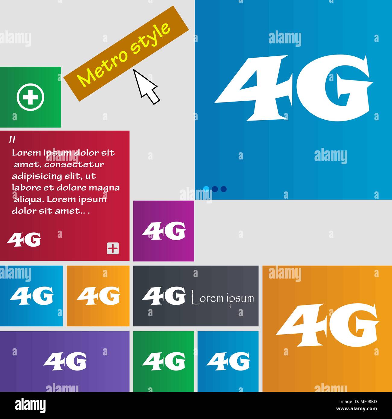 4G sign icon. Mobile telecommunications technology symbol. Set of ...
