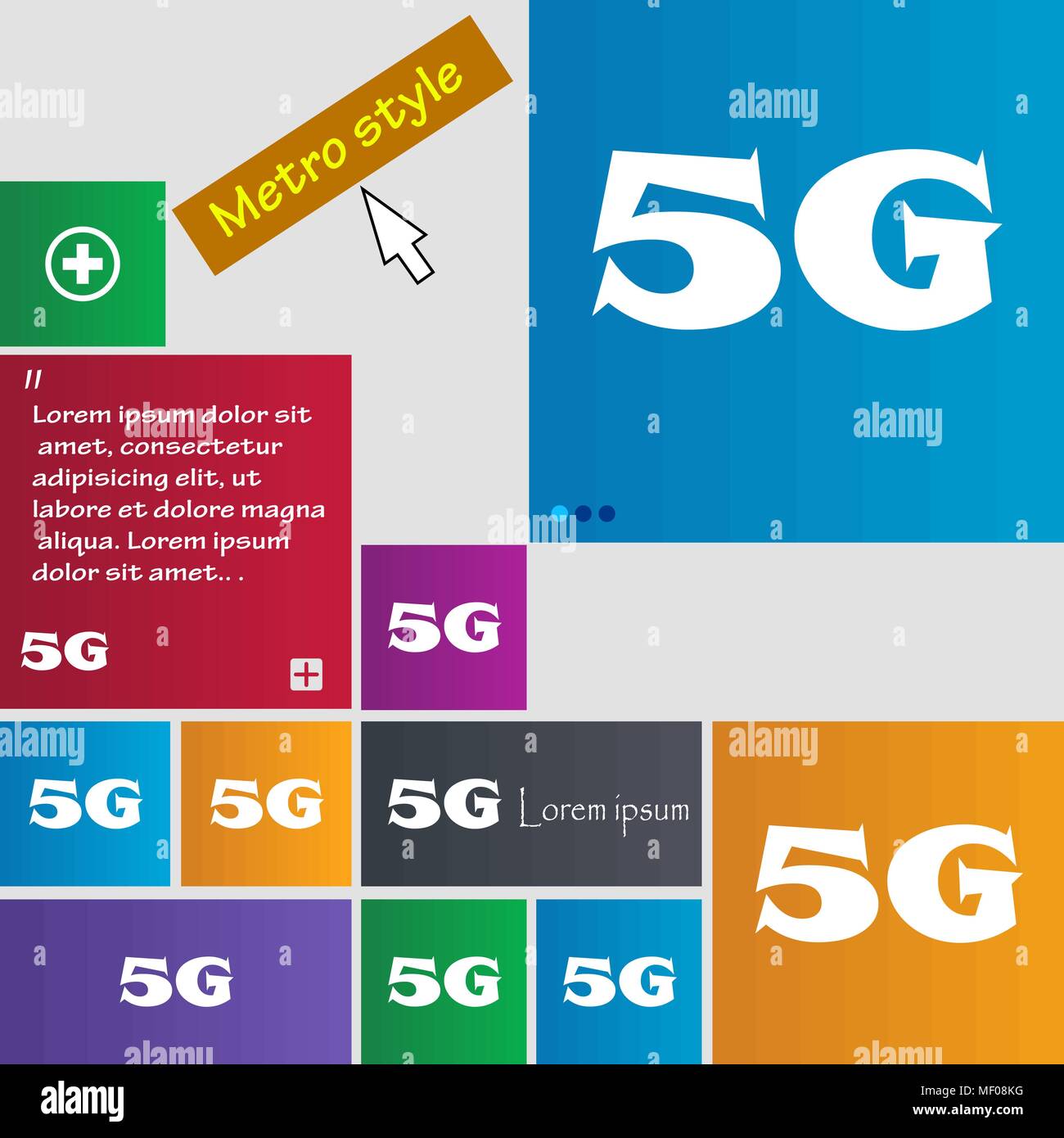 5G sign icon. Mobile telecommunications technology symbol. Set of ...