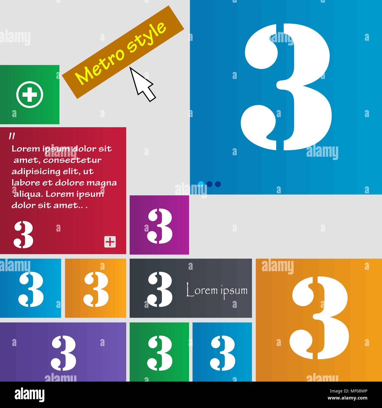 Third place award sign. Winner symbol. Step three. Set of coloured ...