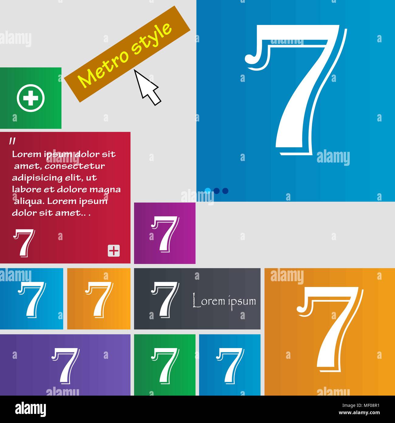 number seven icon sign. Set of coloured buttons. Vector illustration ...