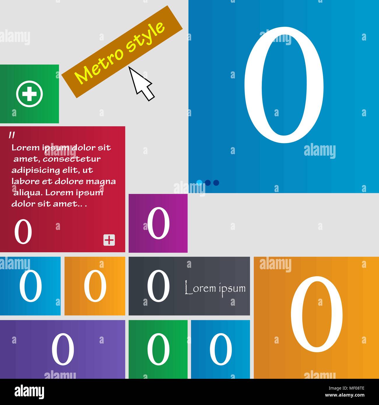 number zero icon sign. Set of coloured buttons. Vector illustration ...