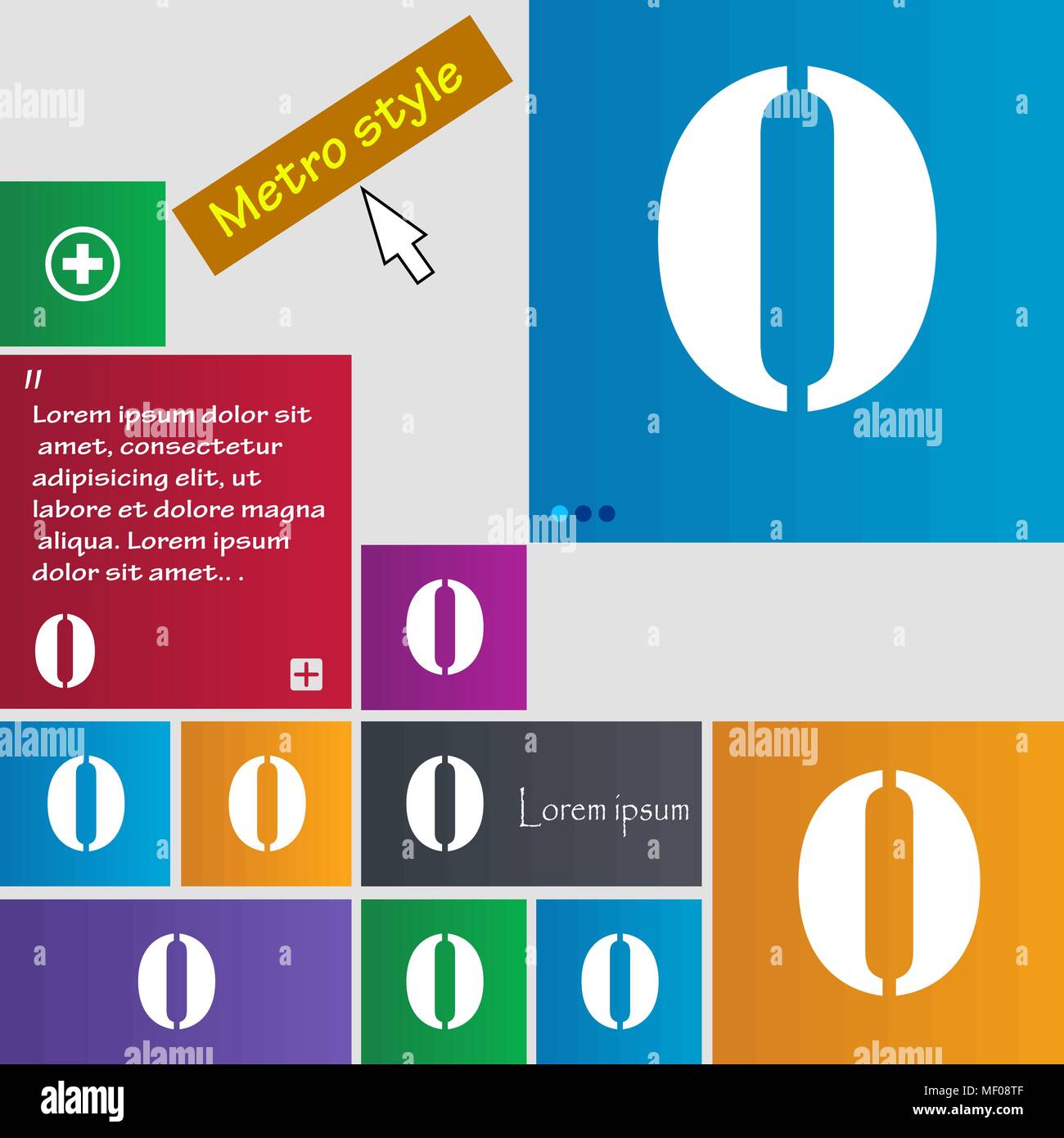 number zero icon sign. Set of coloured buttons. Vector illustration ...