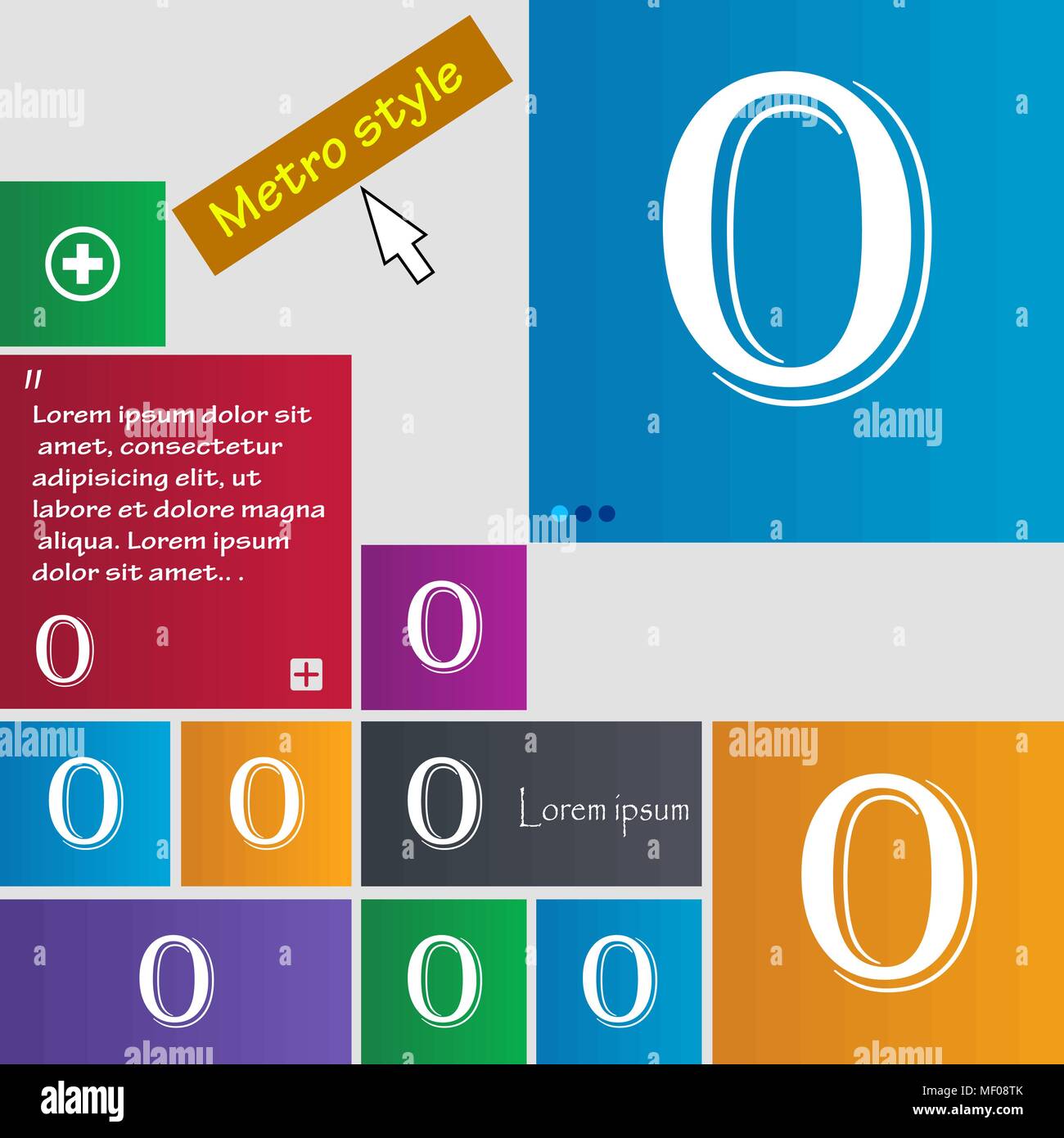 number zero icon sign. Set of coloured buttons. Vector illustration ...