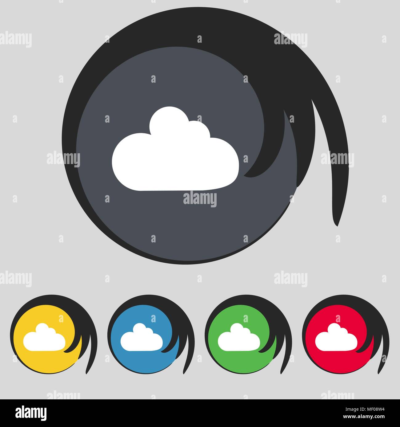 Cloud sign icon. Data storage symbol. Set colourful buttons. Vector ...