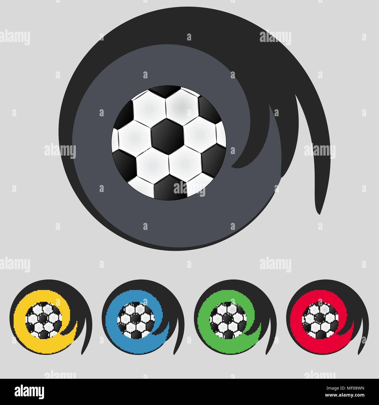 Football ball sign icon. Soccer Sport symbol. Set colourful buttons ...