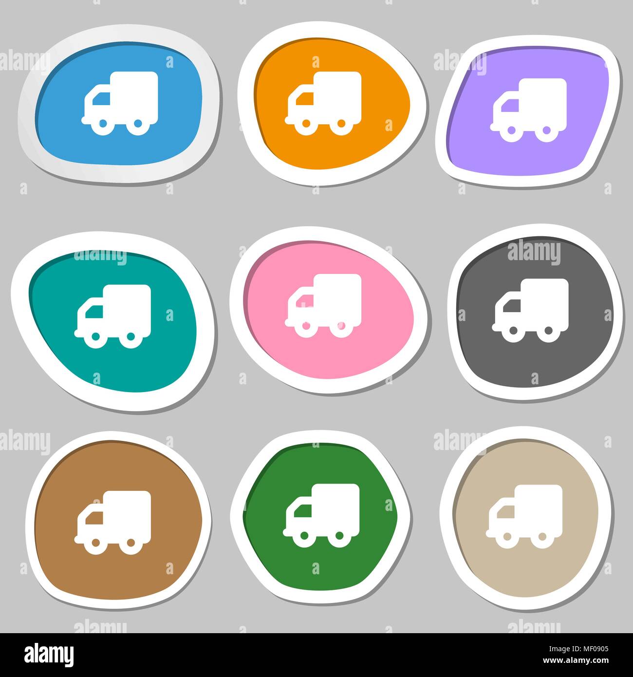 Delivery truck icon symbols. Multicolored paper stickers. Vector ...