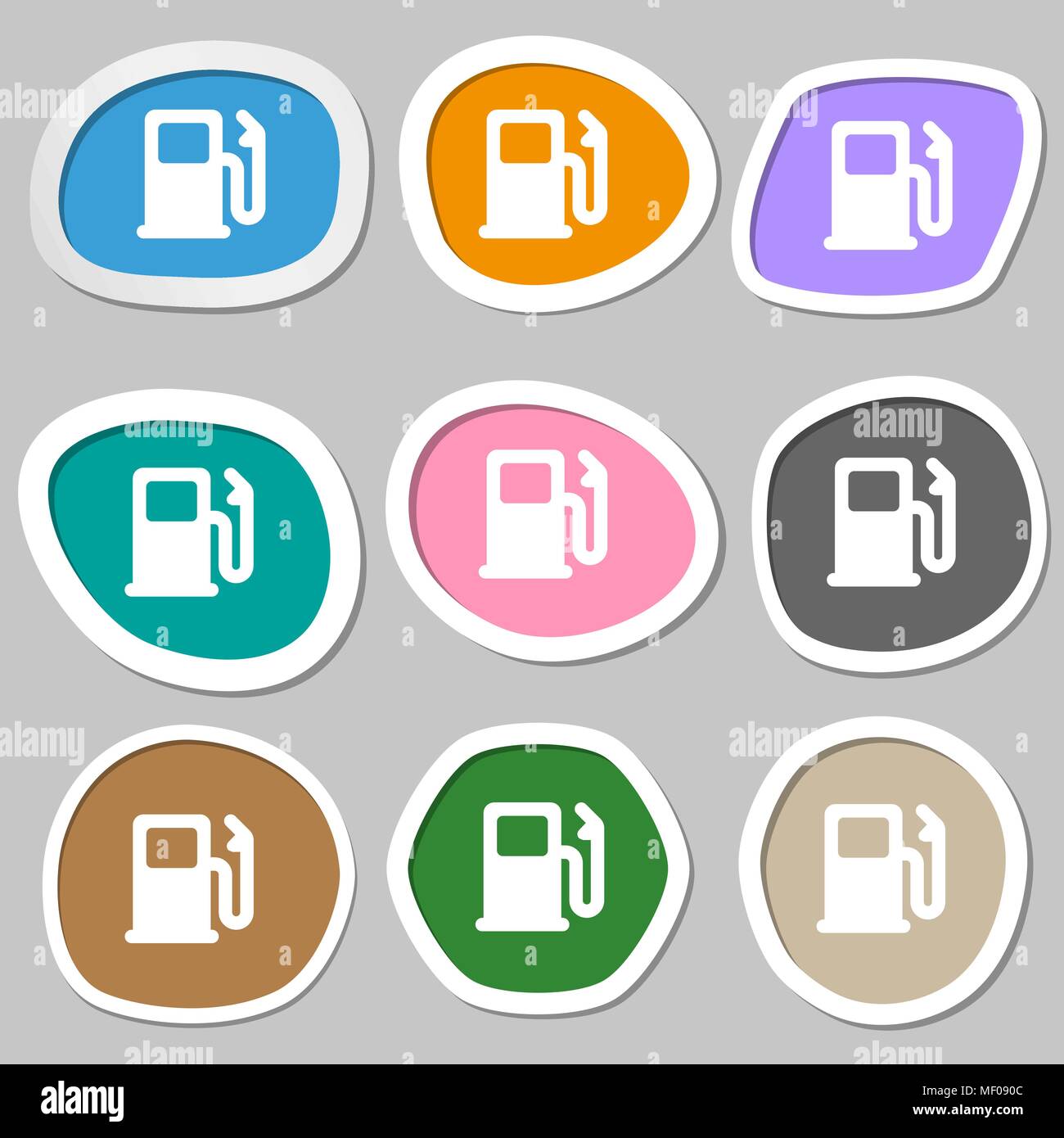Petrol or Gas station, Car fuel icon symbols. Multicolored paper ...