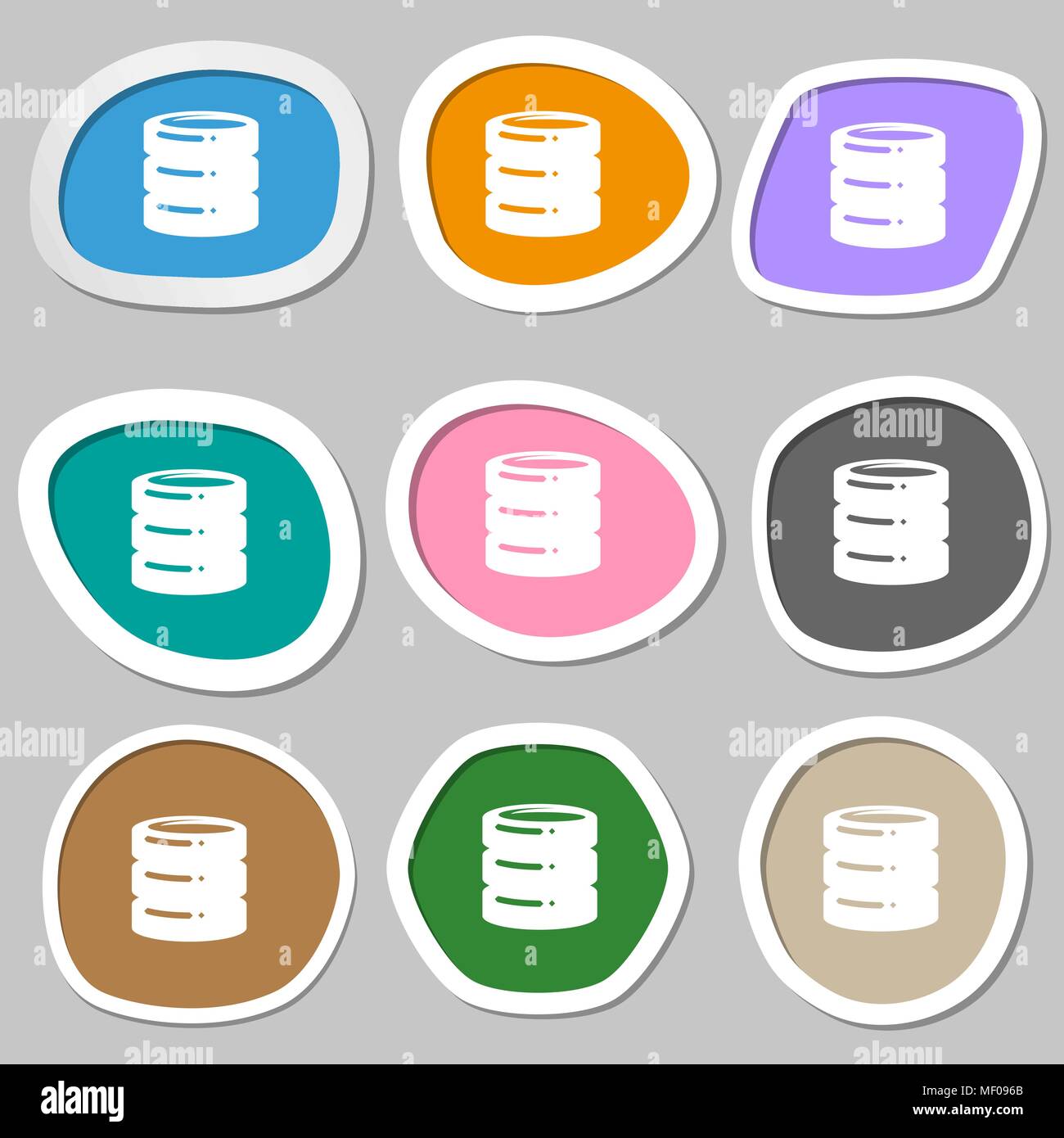 hard drive, date base icon symbols. Multicolored paper stickers. Vector ...
