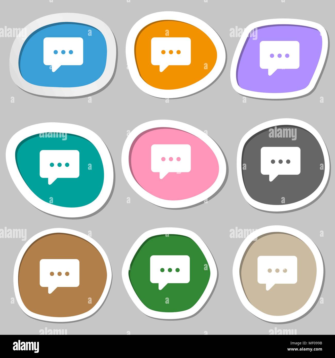 Cloud of thoughts icon symbols. Multicolored paper stickers. Vector ...