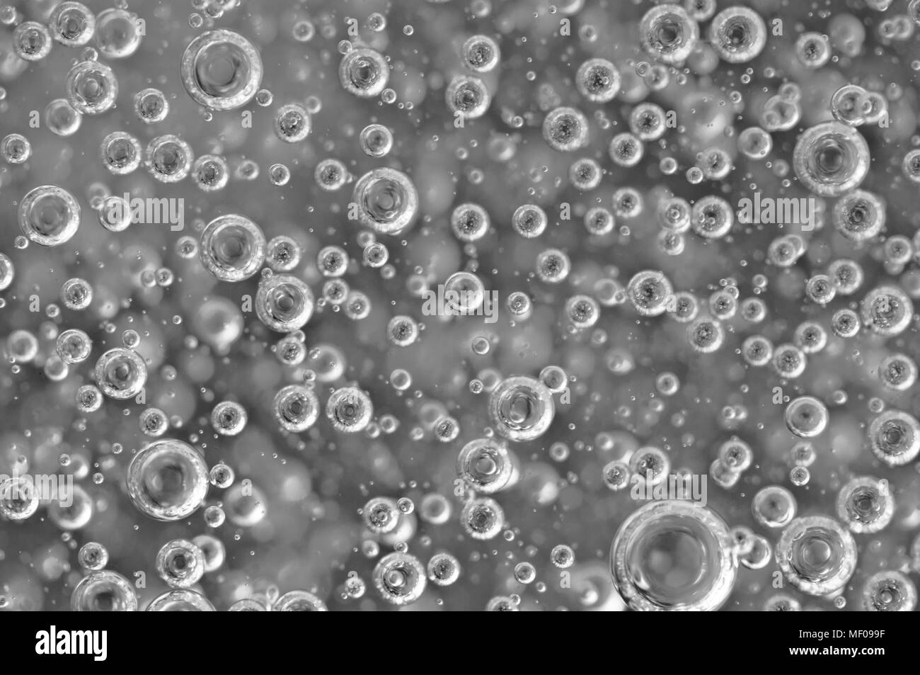 Black-and-white background with big and small grey bubbles inside a ...