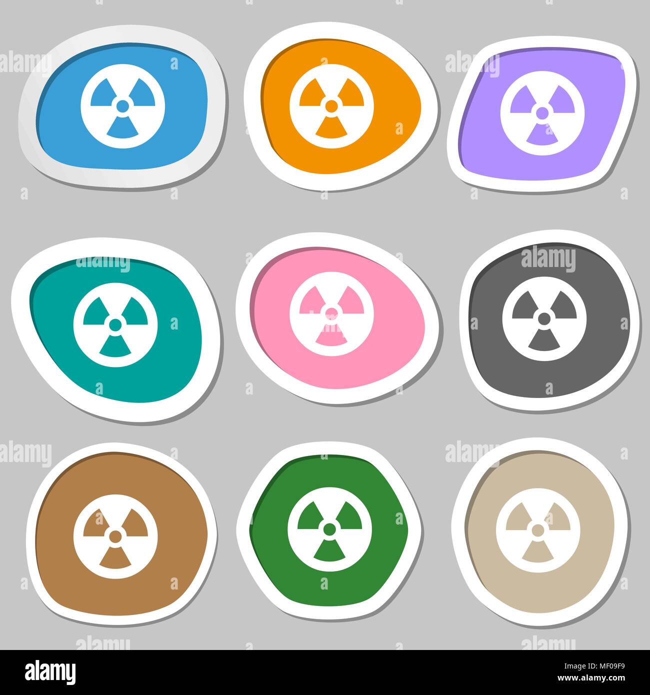 radiation icon symbols. Multicolored paper stickers. Vector ...