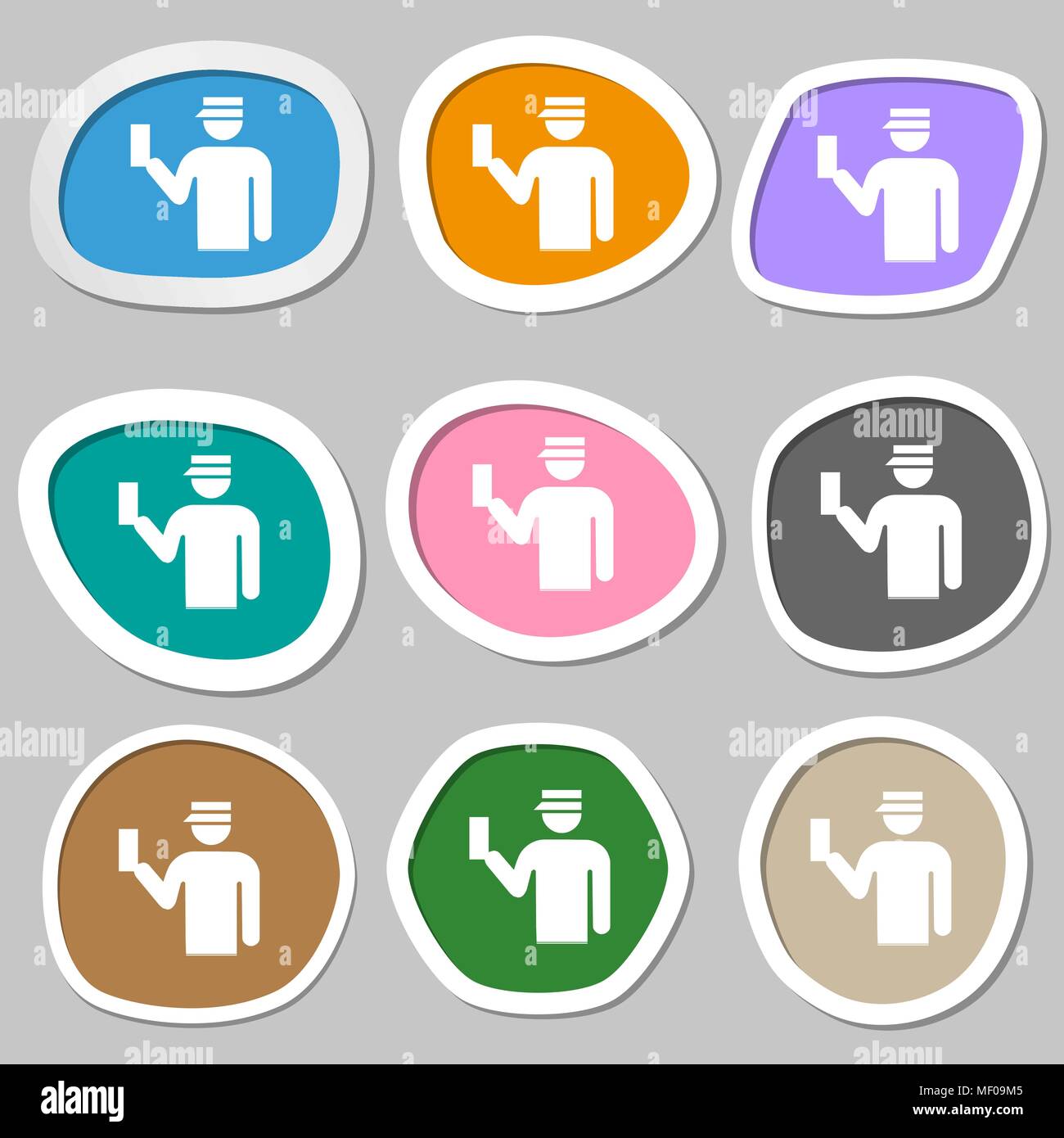 Inspector icon symbols. Multicolored paper stickers. Vector ...
