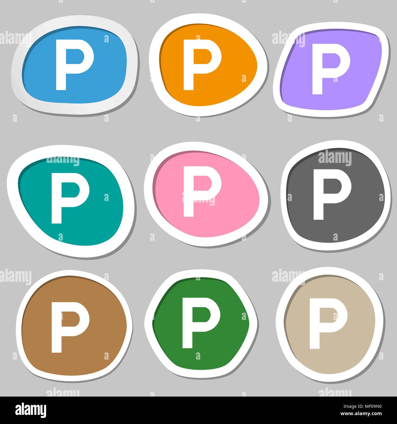 parking icon symbols. Multicolored paper stickers. Vector illustration ...