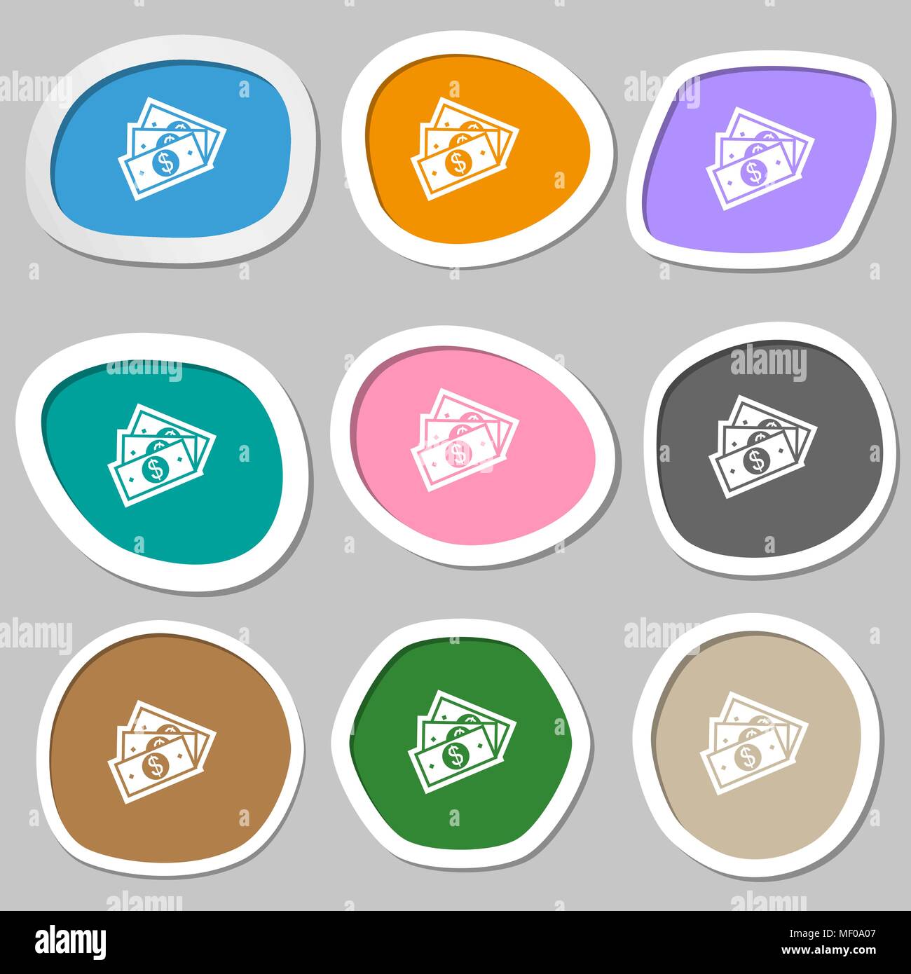 U.s dollar icon symbols. Multicolored paper stickers. Vector ...