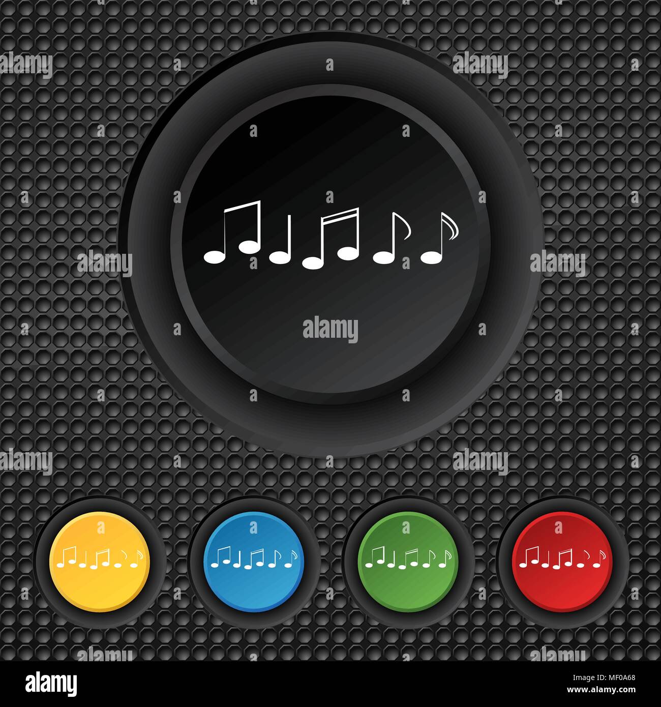 Music note sign icon. Musical symbol. Set colourful buttons. Vector ...