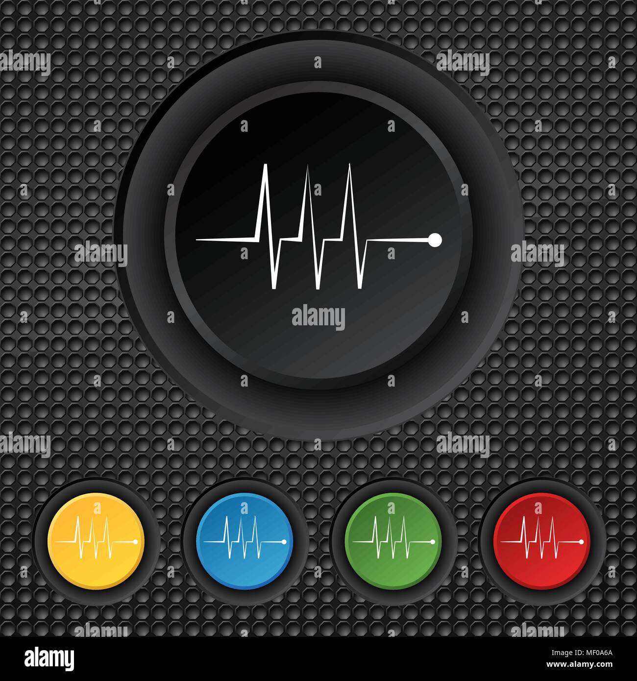 Cardiogram monitoring sign icon. Heart beats symbol. Set colourful ...