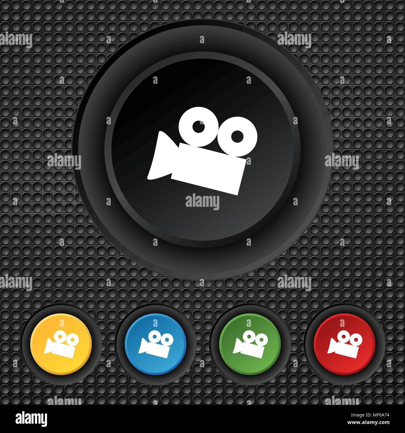 Video camera sign icon. content button. Set colourful buttons. Vector ...