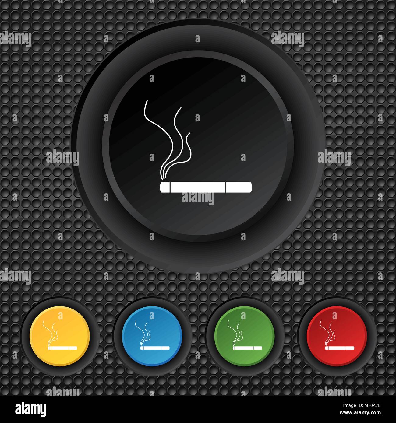 Smoking sign icon. Cigarette symbol. Set colourful buttons. Vector ...