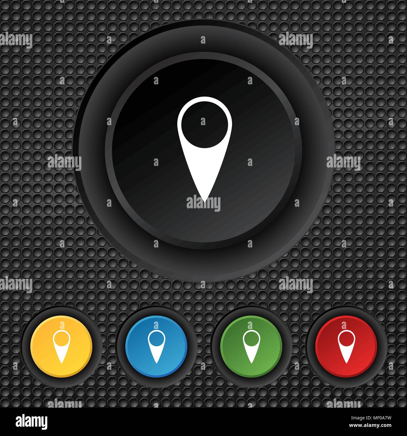 Map pointer icon. GPS location symbol. Set colourful buttons. Vector illustration Stock Vector ...