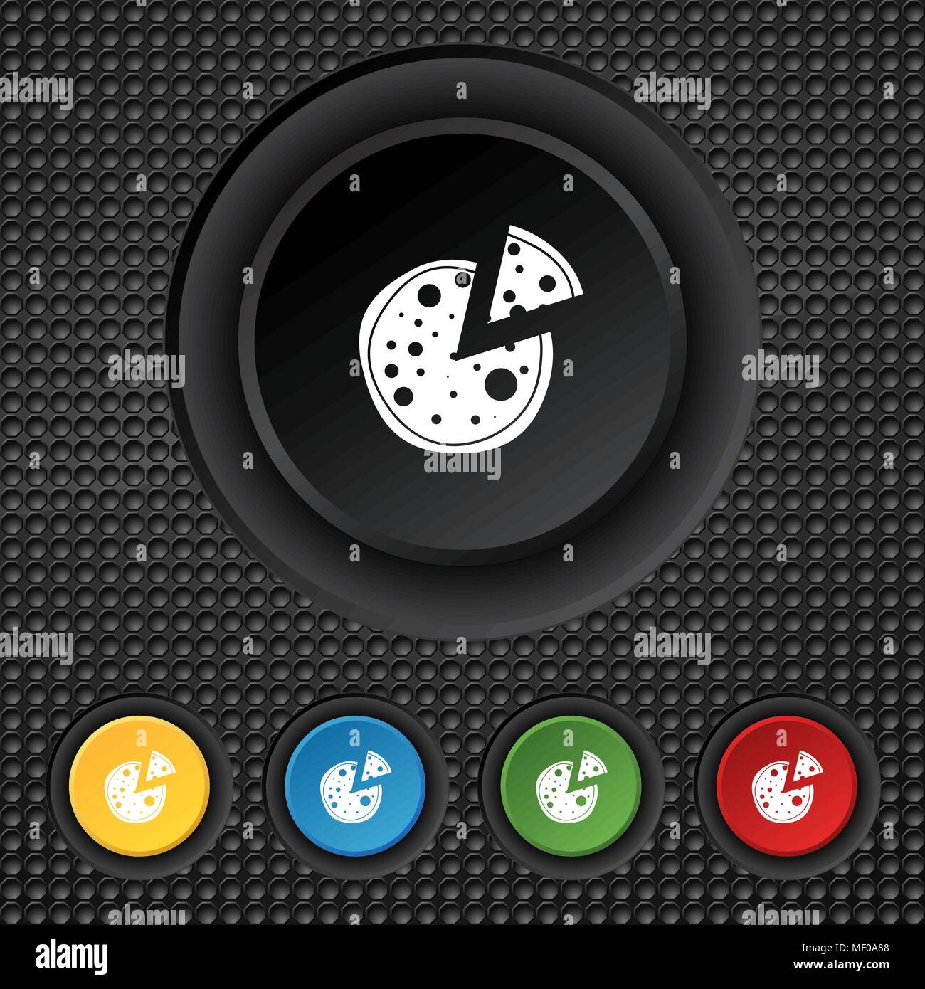 Pizza Icon. Set colourful buttons sign. Vector illustration Stock ...