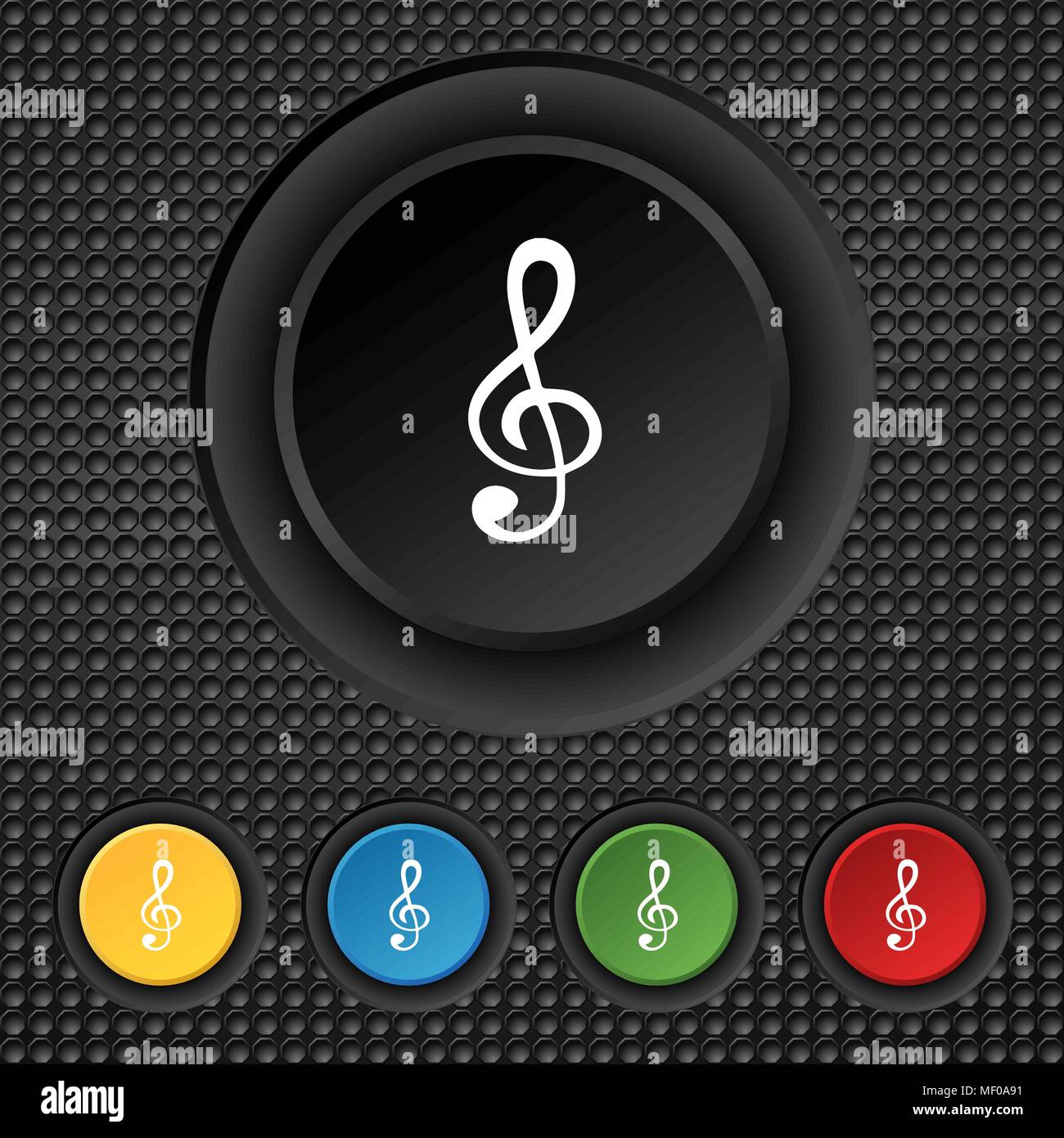 Music note sign icon. Musical symbol. Set colourful buttons. Vector ...