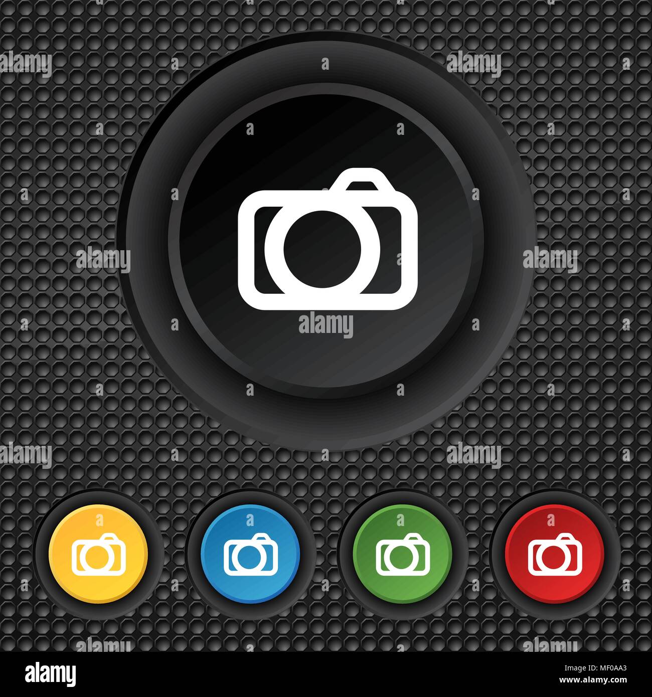 Photo camera sign icon. Digital photo camera symbol. Set colourful ...