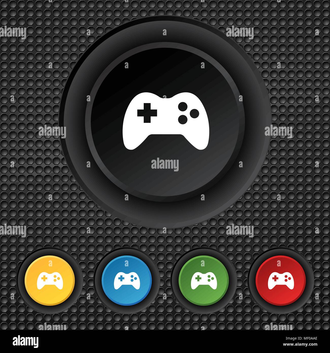 Joystick sign icon. Video game symbol. Set colourful buttons. Vector ...