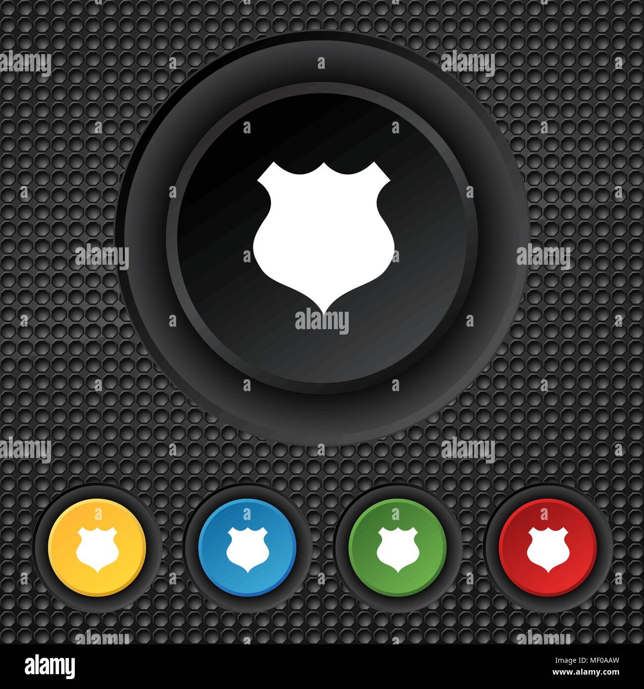 Shield sign icon. Protection symbol. Set colourful buttons. Vector ...