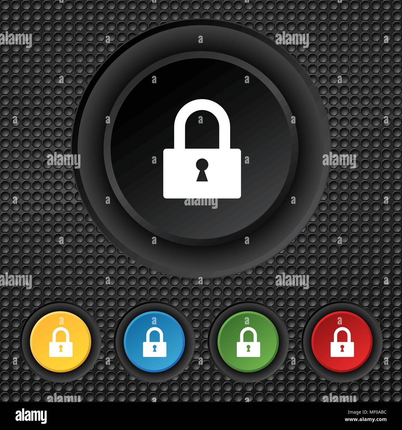 Lock sign icon. Locker symbol. Set colourful buttons. Vector ...