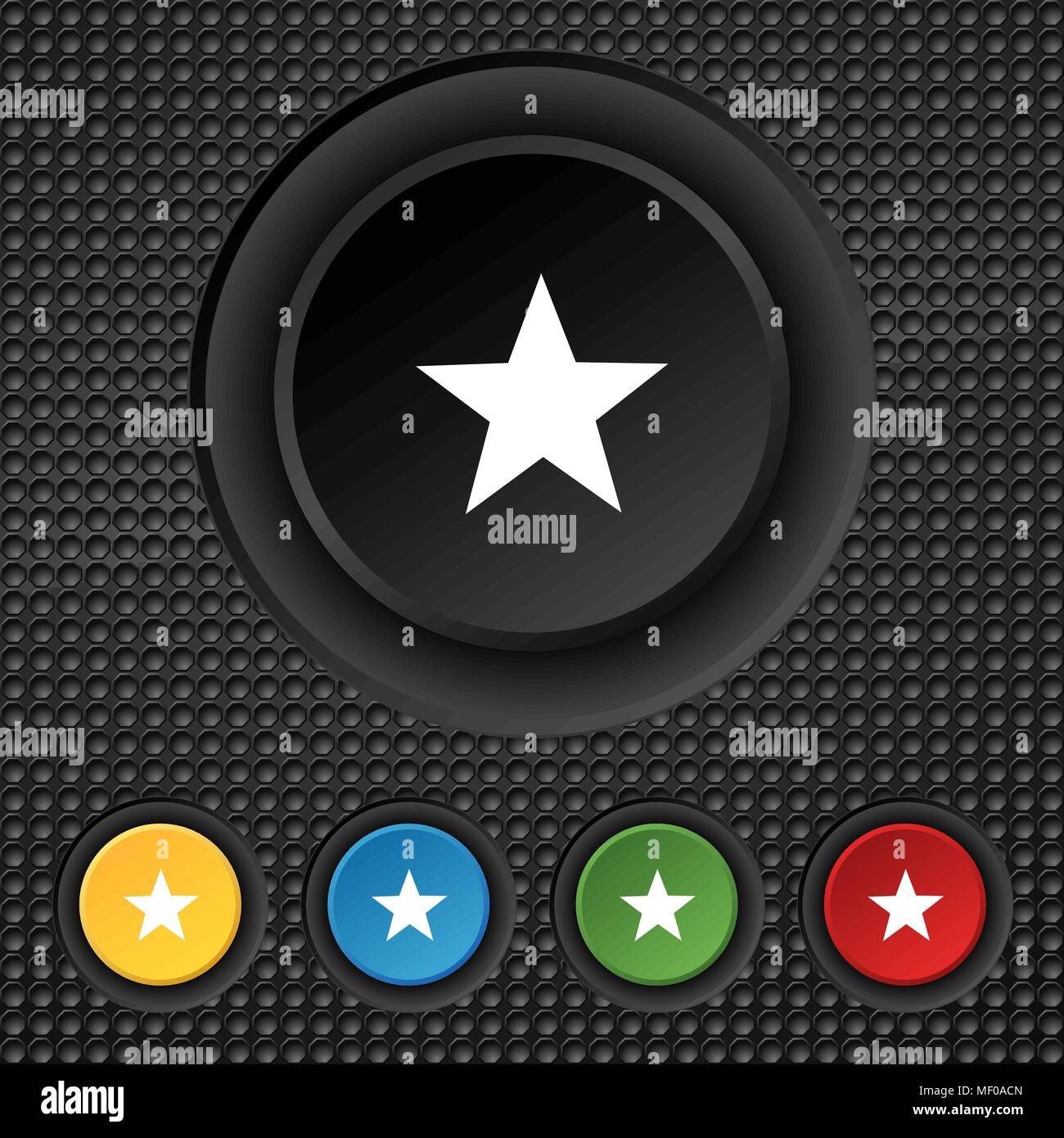 Star sign icon. Favorite button. Navigation symbol. Set colourful ...