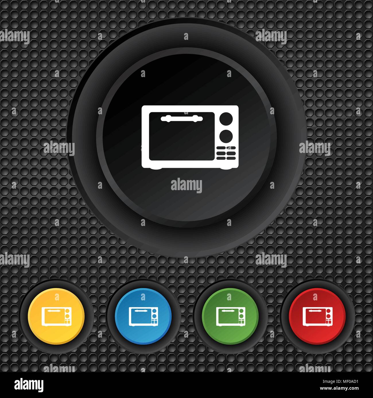 Microwave oven sign icon. Kitchen electric stove symbol. Set colourful ...
